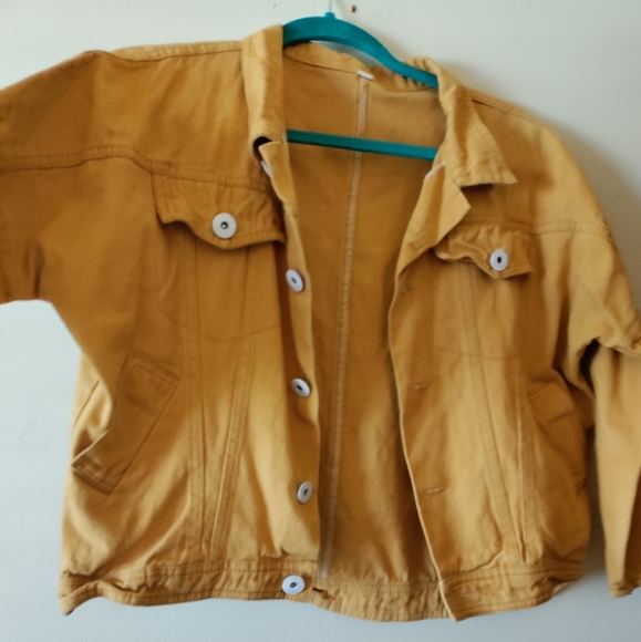 None | Jackets & Coats | Mustard Cropped Denim Jacket | Poshmark